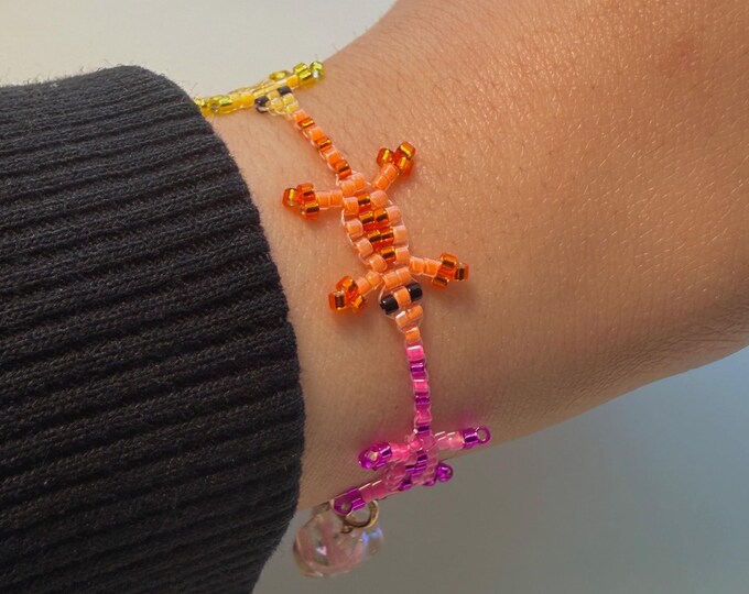 Lizard Inspired Bracelets, Gecko Beaded, Glass Beaded Wristband, Iguana ...