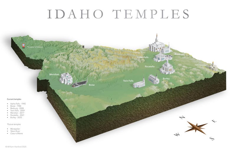 Idaho Temples Map - Etsy