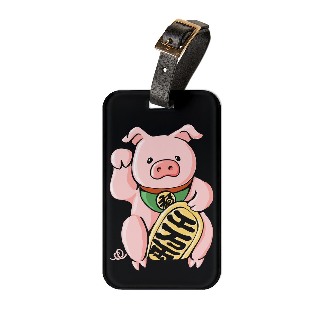 Lucky Beckoning Pig Luggage Tag | Japanese Maneki Buta, Acrylic ...