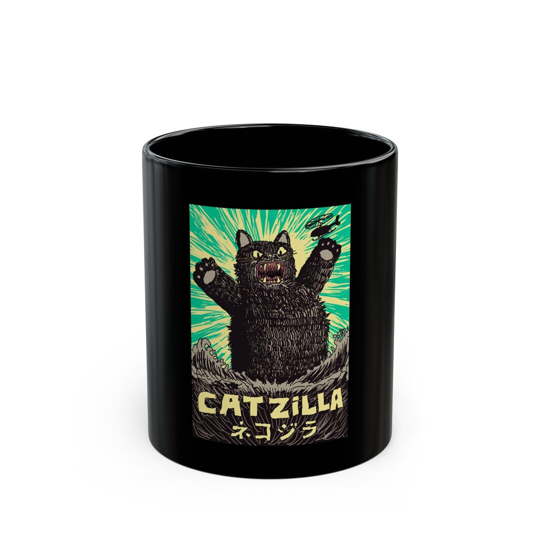 Catzilla Black Mug: Fun Gift for Cat Lovers - Etsy