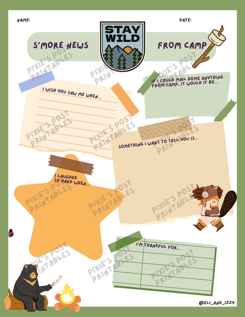 Printable Sleepaway Summer Camp Letters Kit - Stationery for Kids -camp ...
