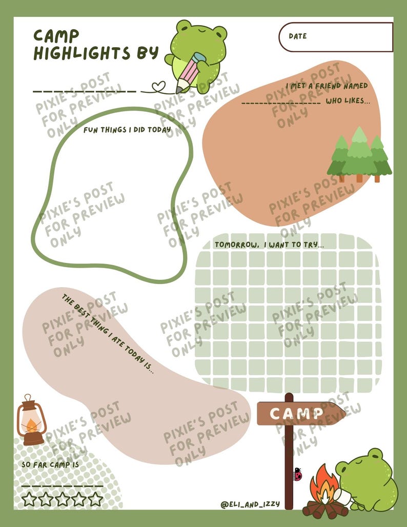 Camp Pen Pal Kit for Kids | Easy Camp Letters Printable | Frog Letter ...