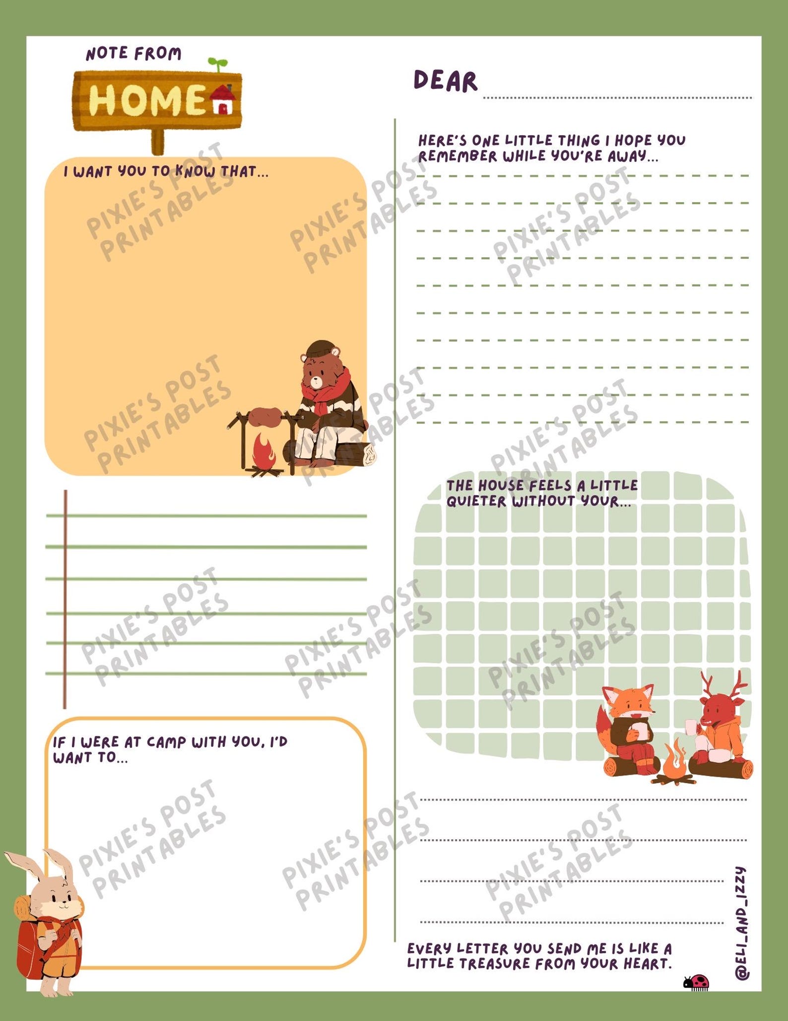 Camp Pen Pal Kit for Kids | Summer Camp Letters Printable | Sleepaway ...