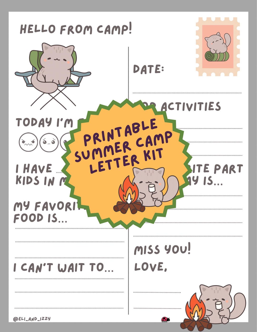 Printable Camp Letters Kit - Printable Stationery for Kids, Letter ...