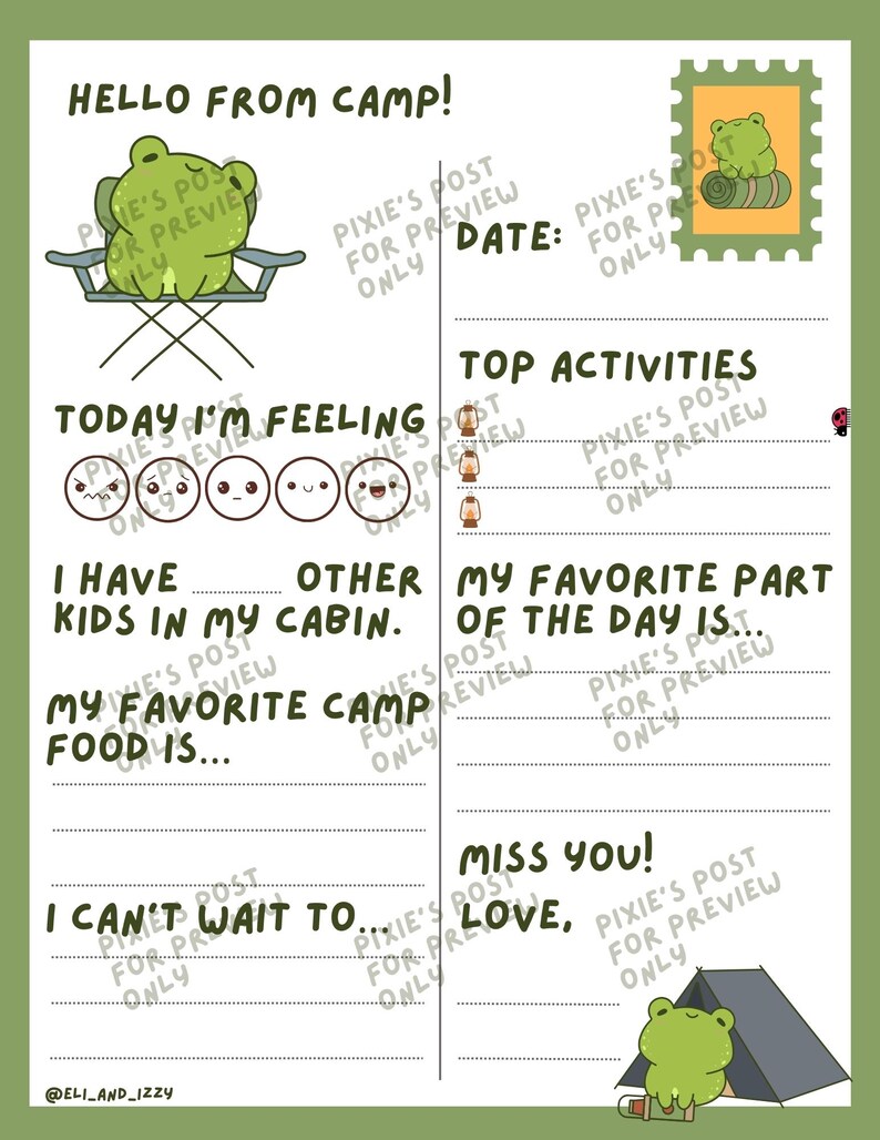 Printable Camp Letters Kit - Printable Stationery for Kids - Letter ...