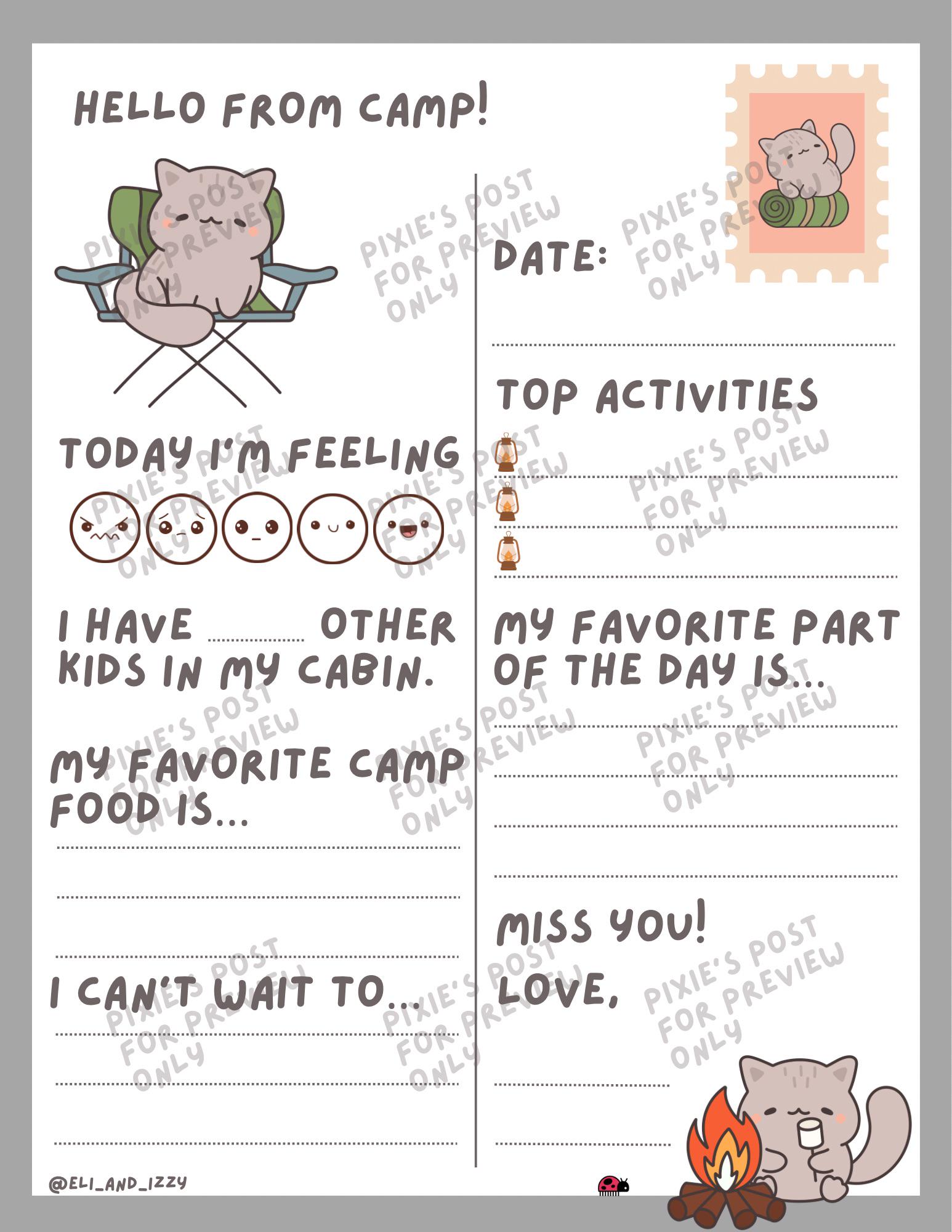 Printable Camp Letters Kit - Printable Stationery for Kids, Letter ...