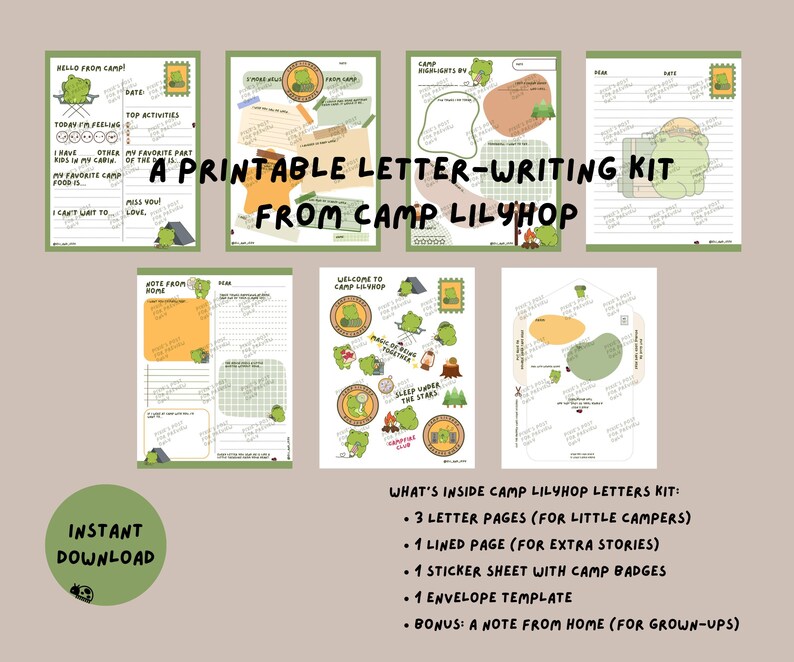 Printable Camp Letters Kit - Printable Stationery for Kids - Letter ...