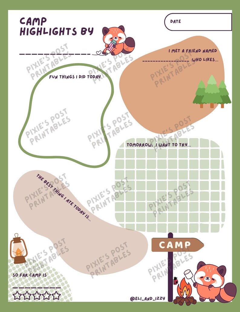 Printable Camp Letters Kit-printable Stationery for Kids- Red Panda ...