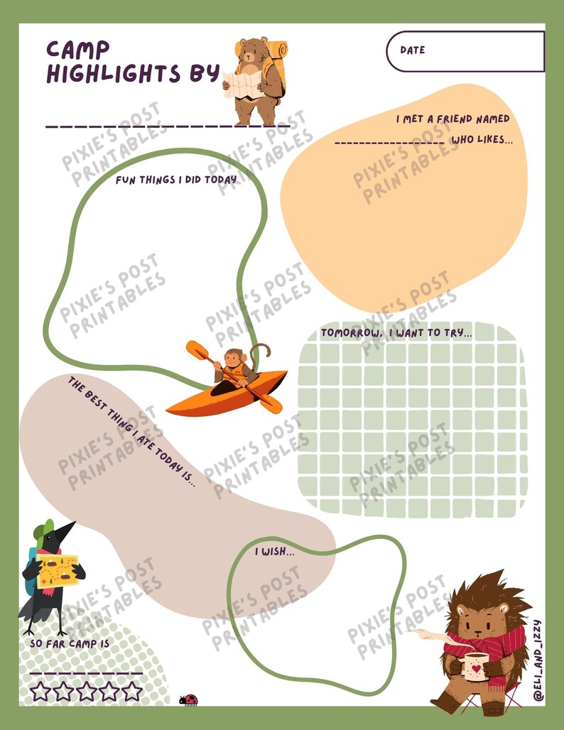 Printable Sleepaway Summer Camp Letters Kit - Stationery for Kids -camp ...