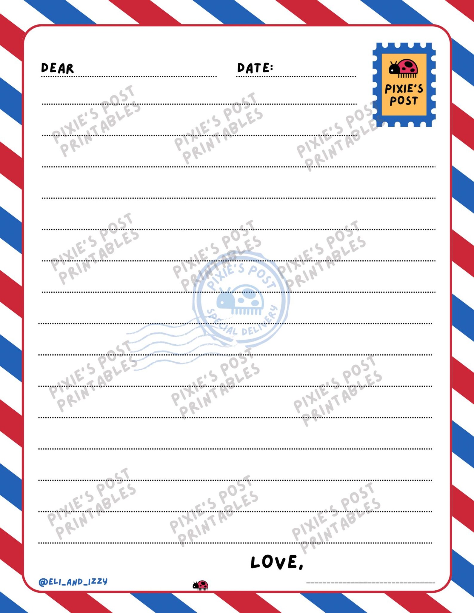 Kids Pen Pal Letter Kit – Printable Stationery With Prompts & Envelope ...