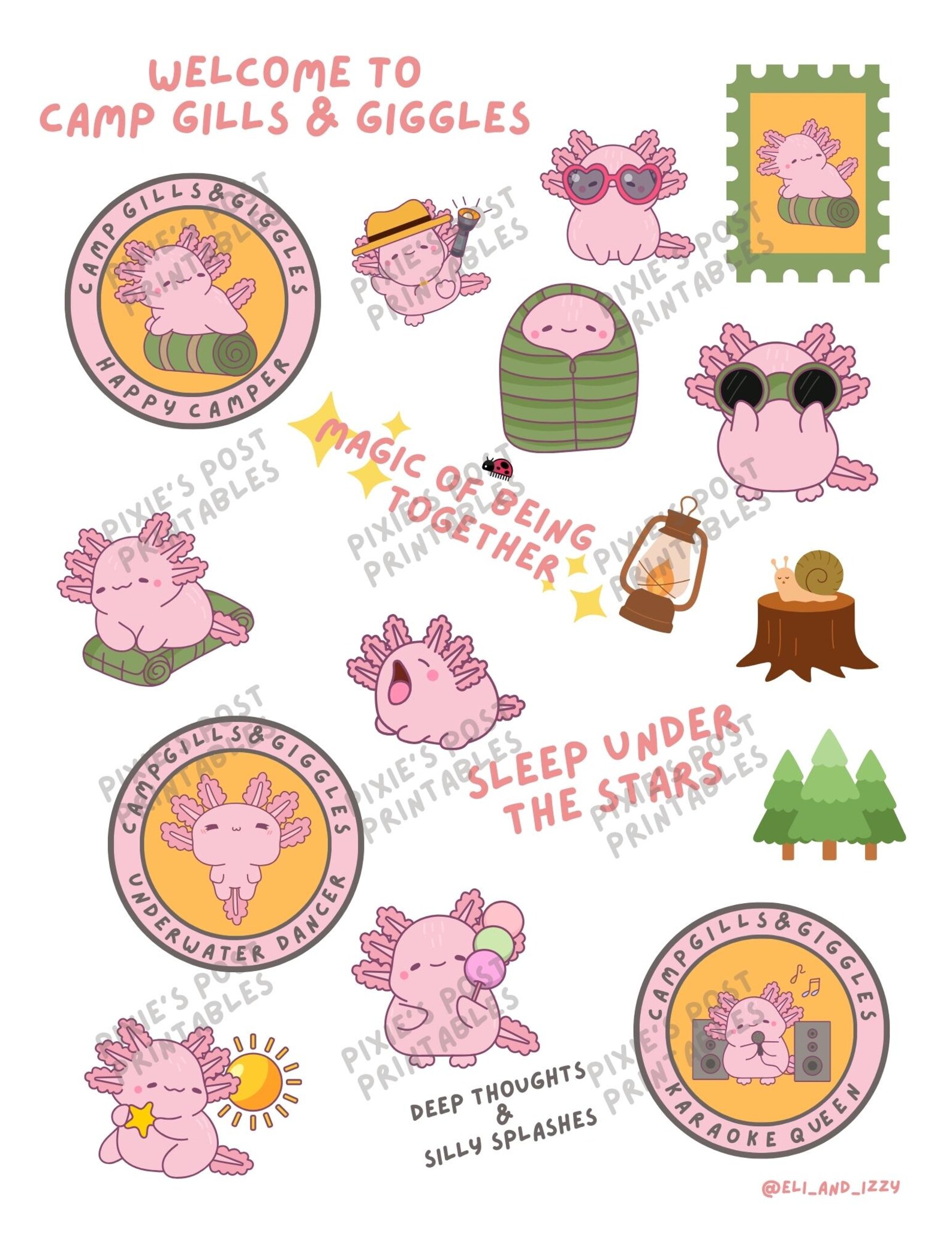 Printable Camp Letters Kit Printable Stationery for Kids - Axolotl ...