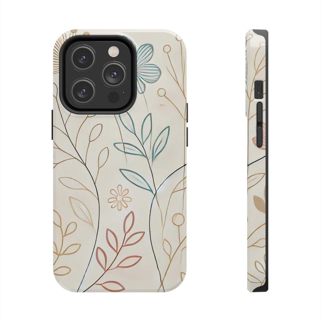 Minimalist Floral iPhone Case: Pastel Flower Outlines - Etsy