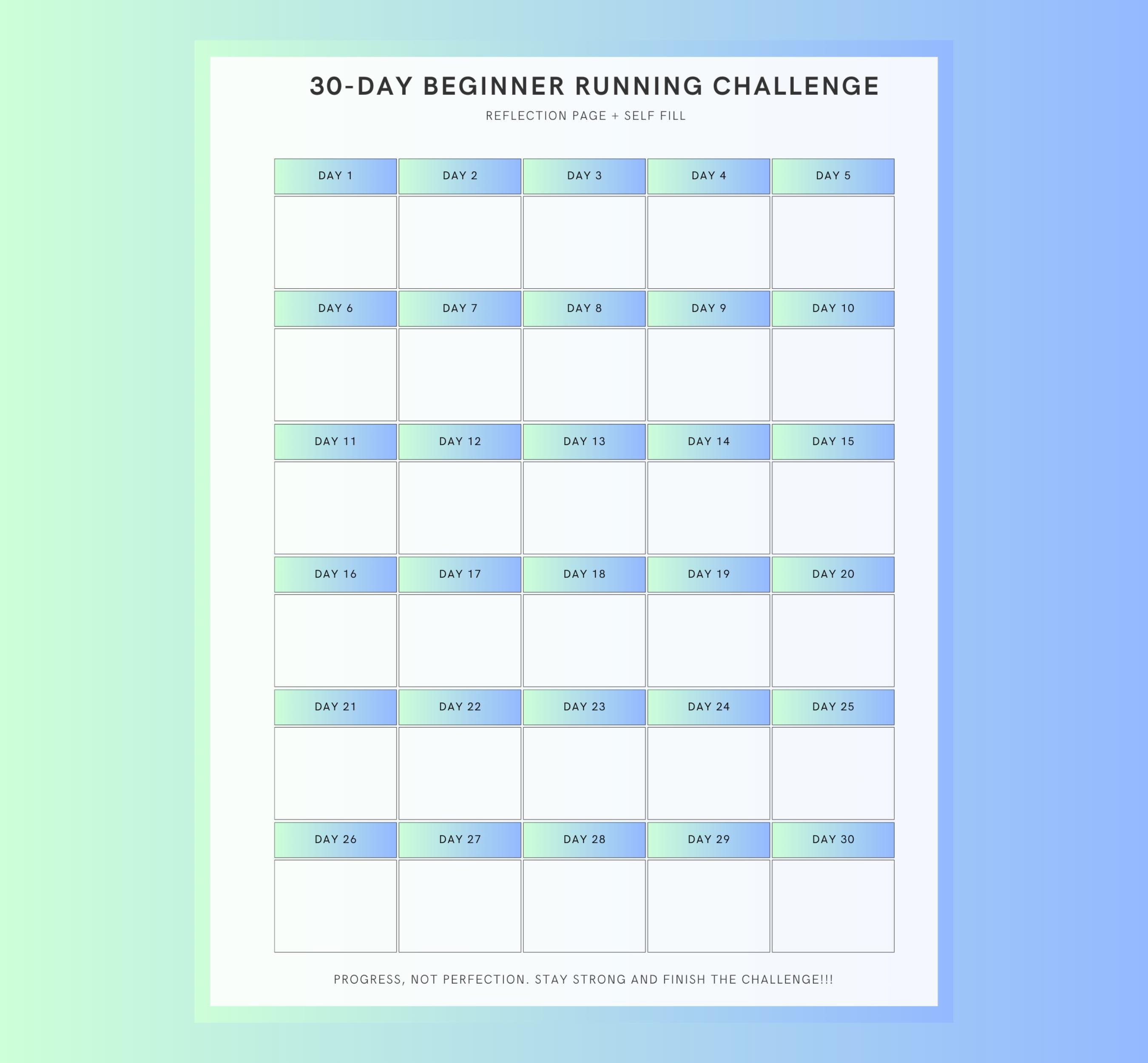 30 Day Beginner Running Challenge Printable | Walk to Run Program ...