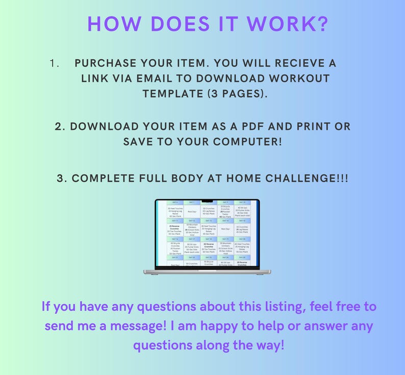 30 Day at Home Workout Challenge, Full Body Exercise Plan, Fitness Guide, Home Gym Program ...