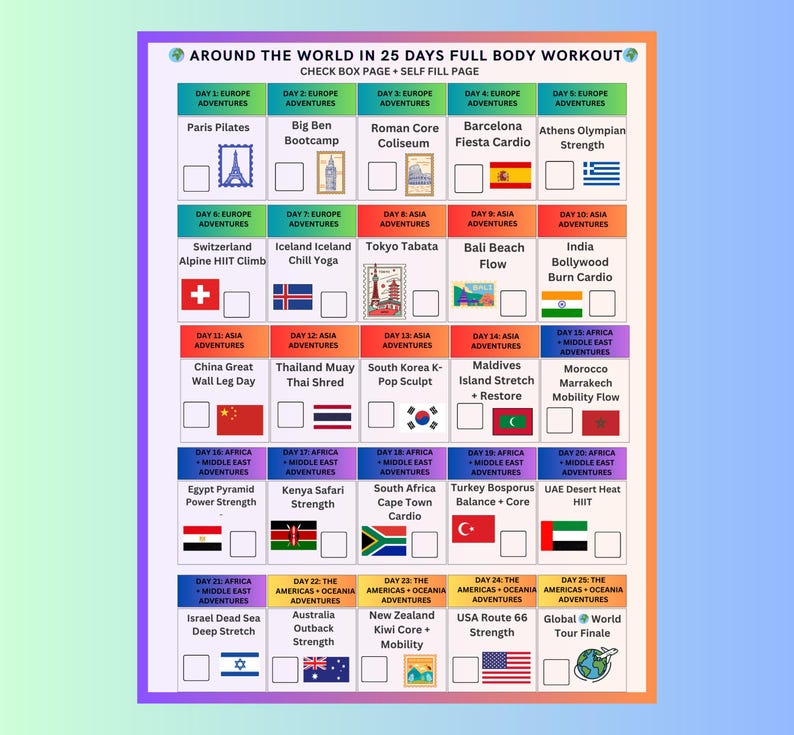 25-day Around the World Workout Challenge • Full Body At-home Exercise ...