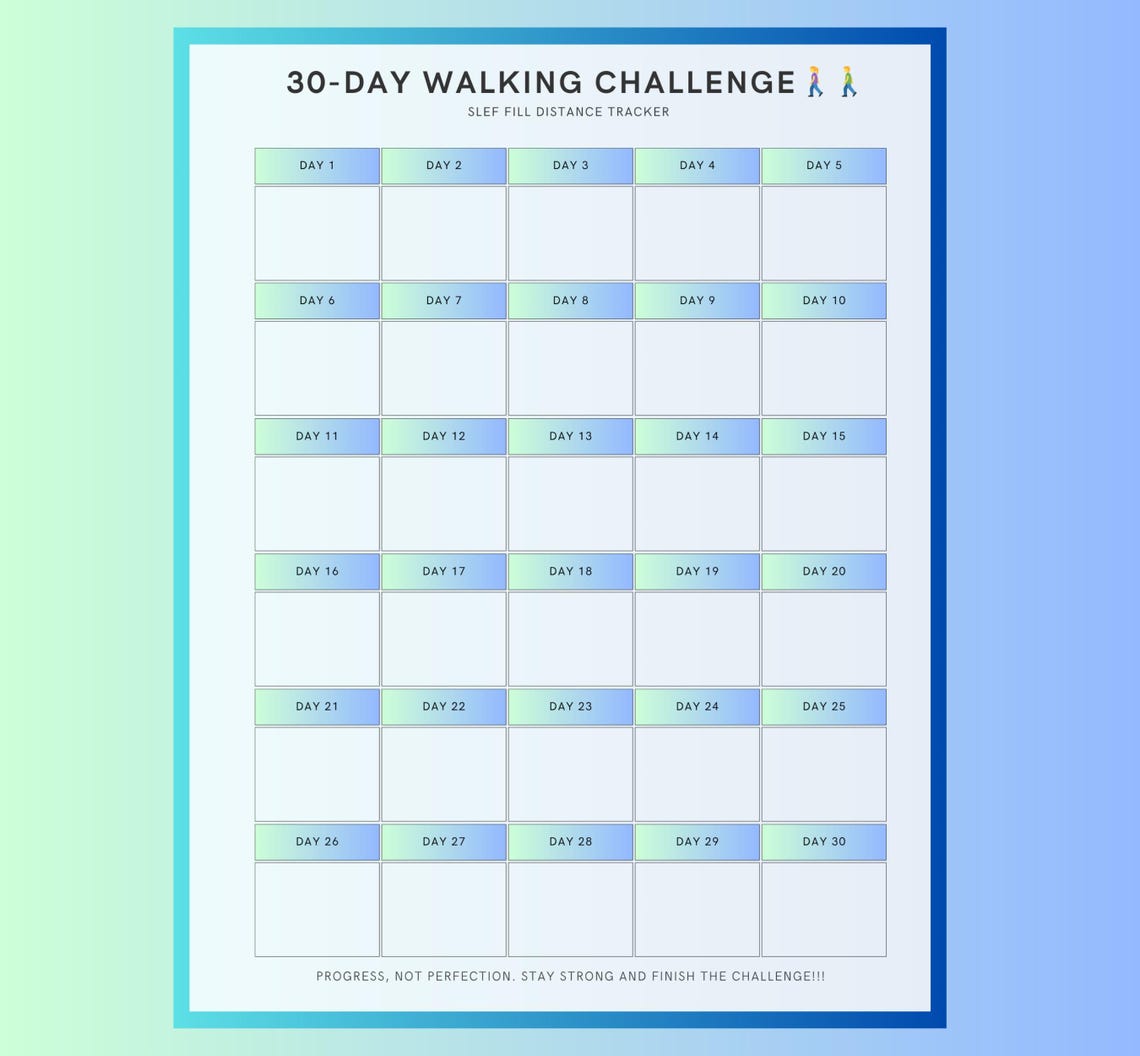 30 Day Walking Challenge, Fitness Challenge, Daily Walking Guide ...