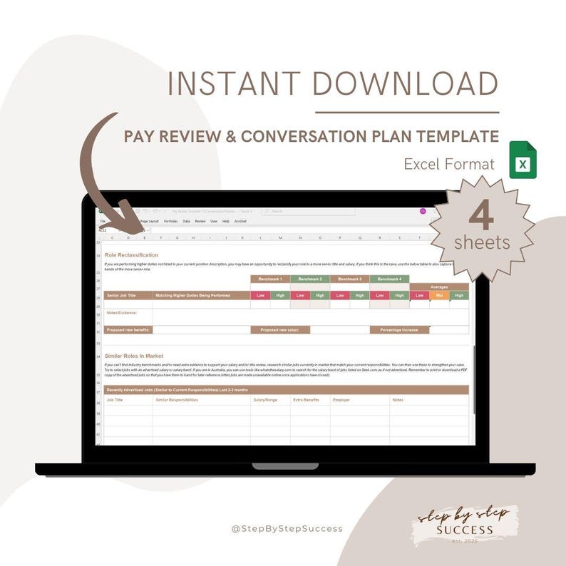 Pay Review and Conversation Plan Template Excel Sheet for Professionals ...