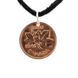 Canadian Coin Necklace, 1 Cent, Penny, Coin Pendant, Maple Leaf ...
