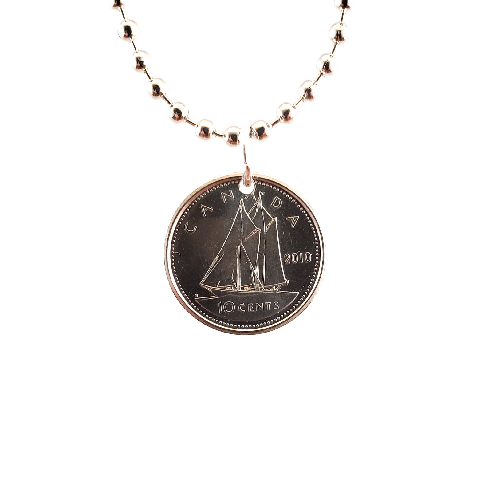 Canadian Boat Coin Necklace 10 Cents Coin Pendant Mens - Etsy