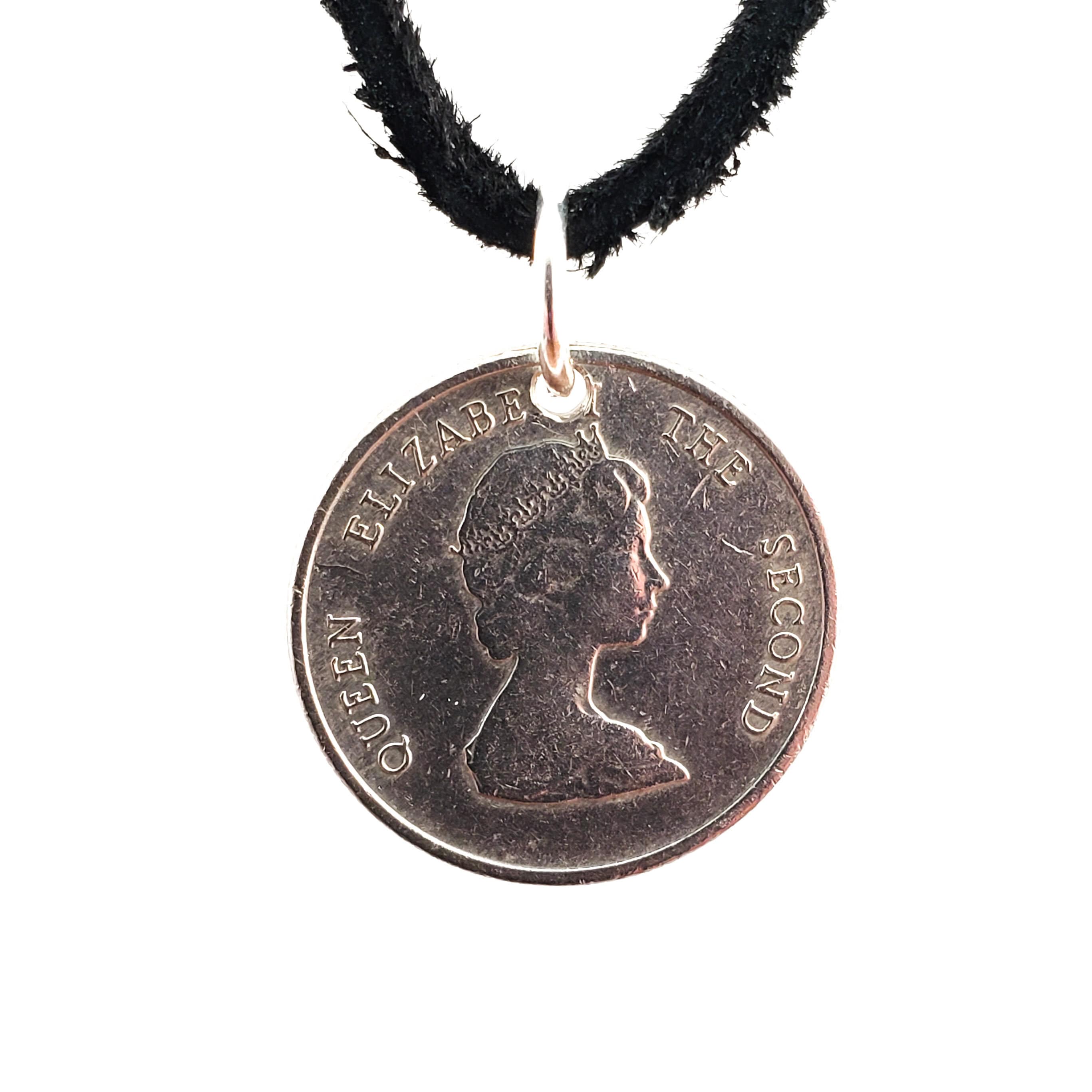 Boat Coin Necklace Caribbean 10 Cents Coin Pendant Leather | Etsy