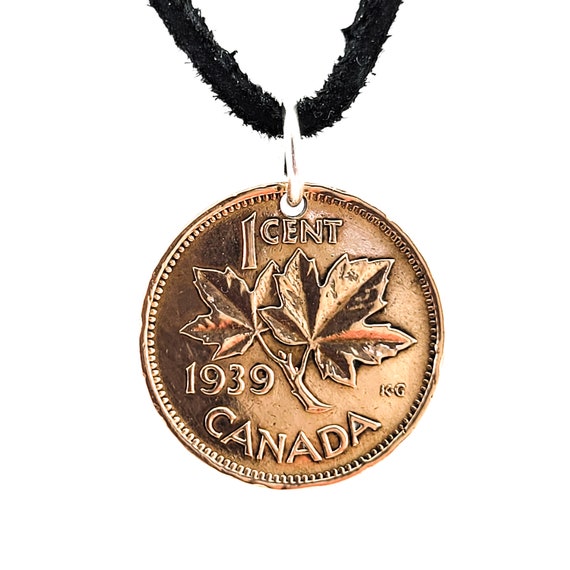 Canadian Coin Necklace Pendant 1 Cent Penny Mens Necklace | Etsy