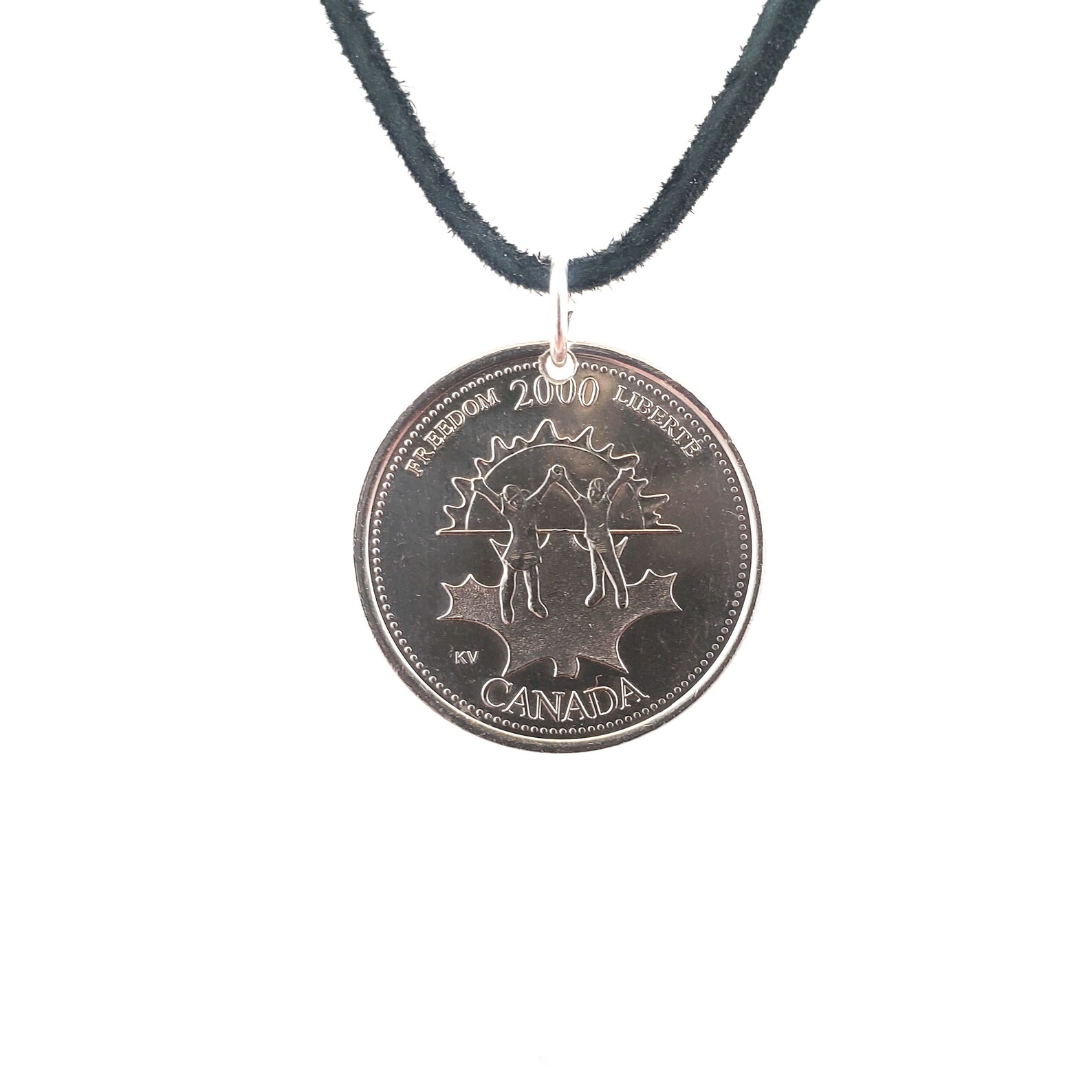 Canadian Coin Necklace 25 Cents Coin Pendant Leather Cord | Etsy