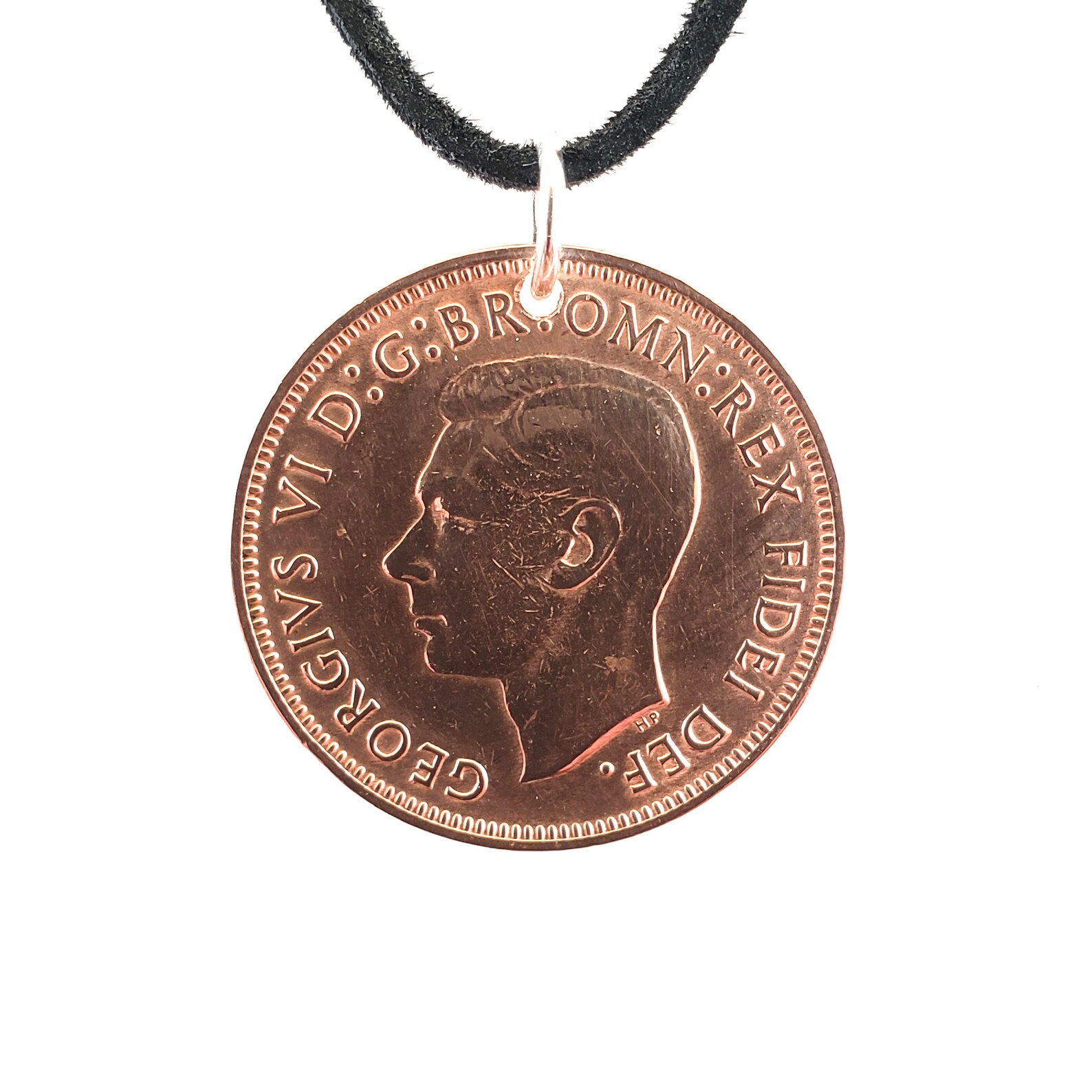 Boat Coin Necklace England 1/2 Penny Coin Pendant Leather | Etsy