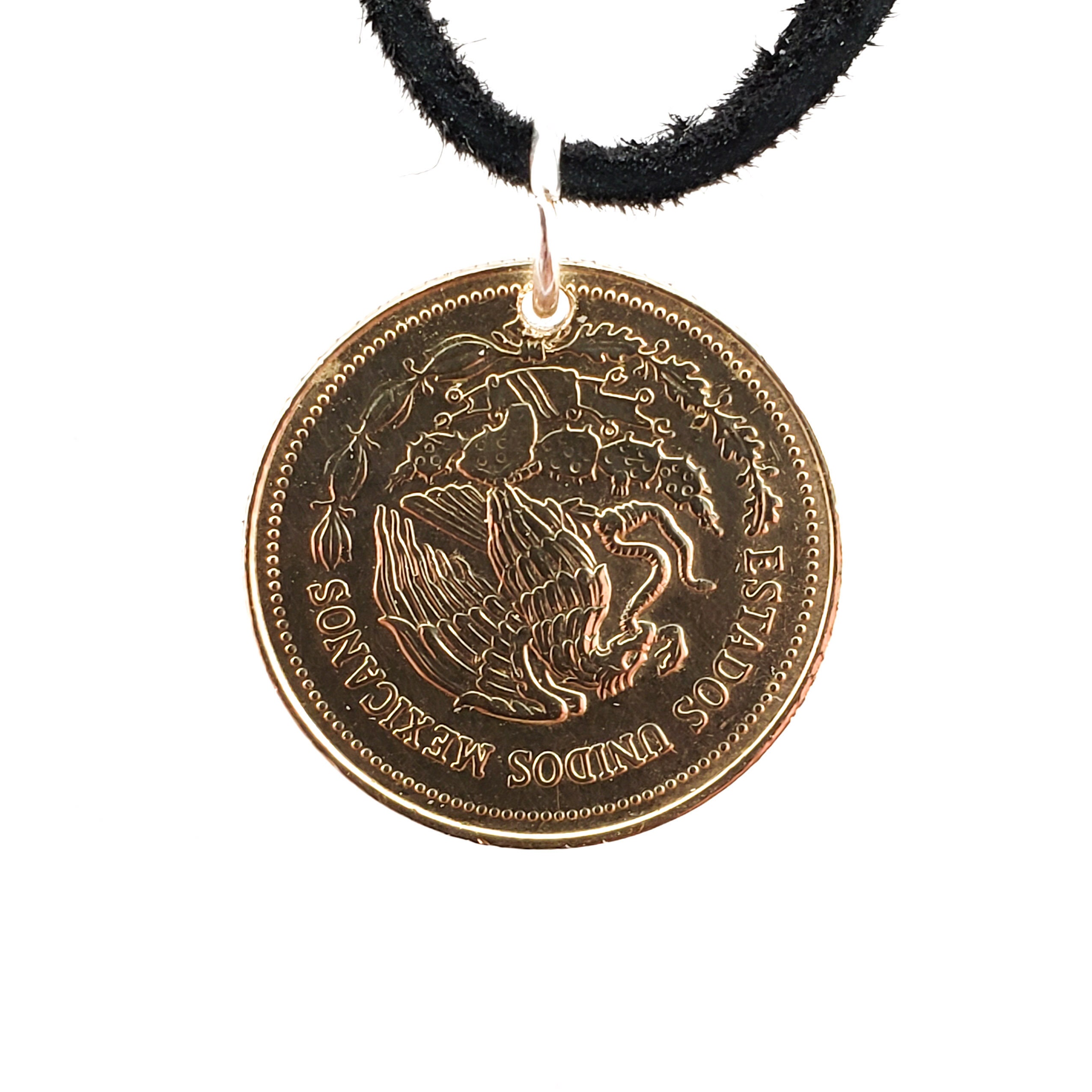 Mexican Coin Necklace 20 Pesos Coin Pendant Leather Cord | Etsy