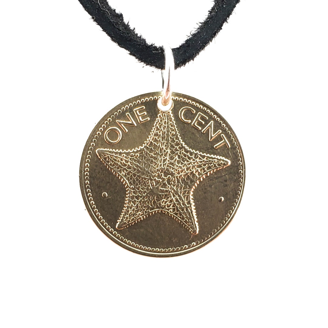 Bahamas Starfish Coin Necklace, 1 Cent, Coin Pendant, Mens Necklace ...
