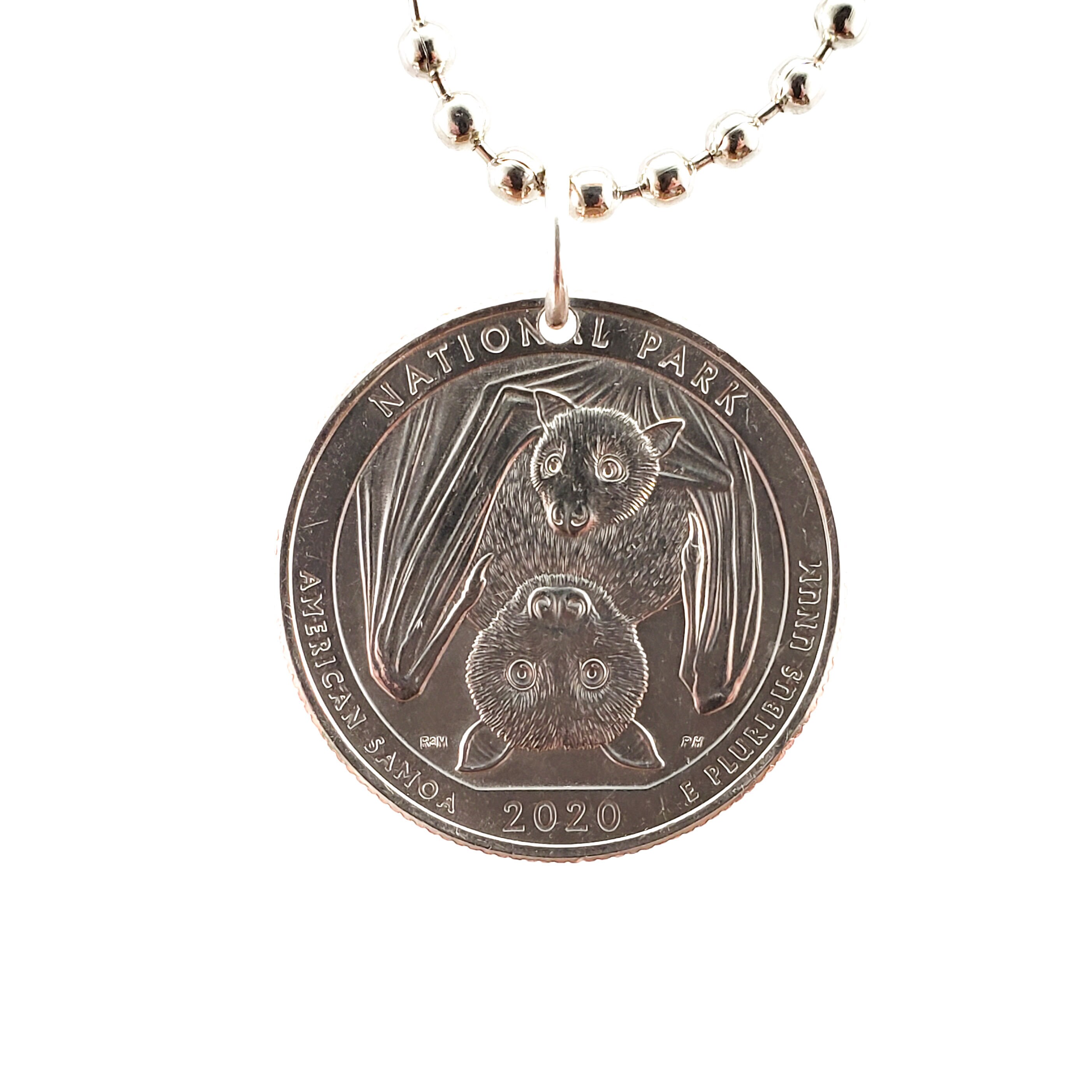 Bat Coin Necklace United States Quarter 2020 25 Cents Mens - Etsy Israel