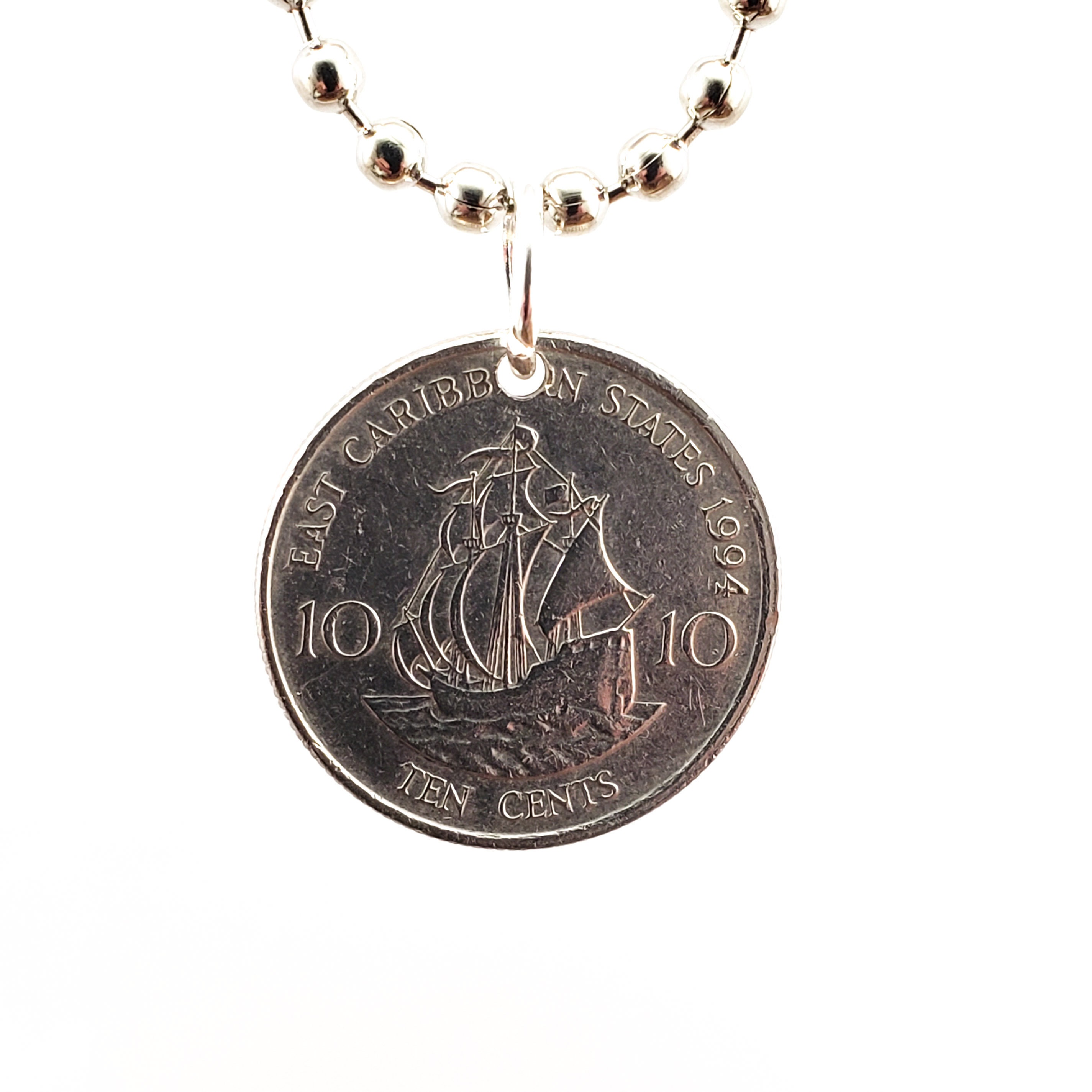 Boat Coin Necklace Caribbean 10 Cents Coin Pendant Leather | Etsy
