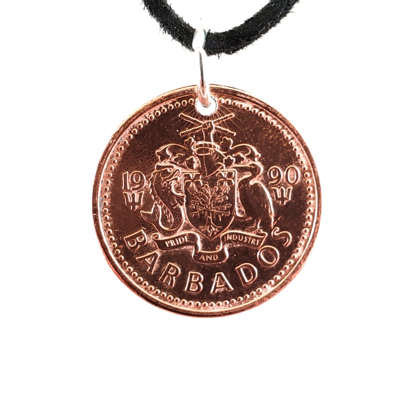Barbados Coin Necklace 1 Cent Trident Pendant Coin Pendant | Etsy