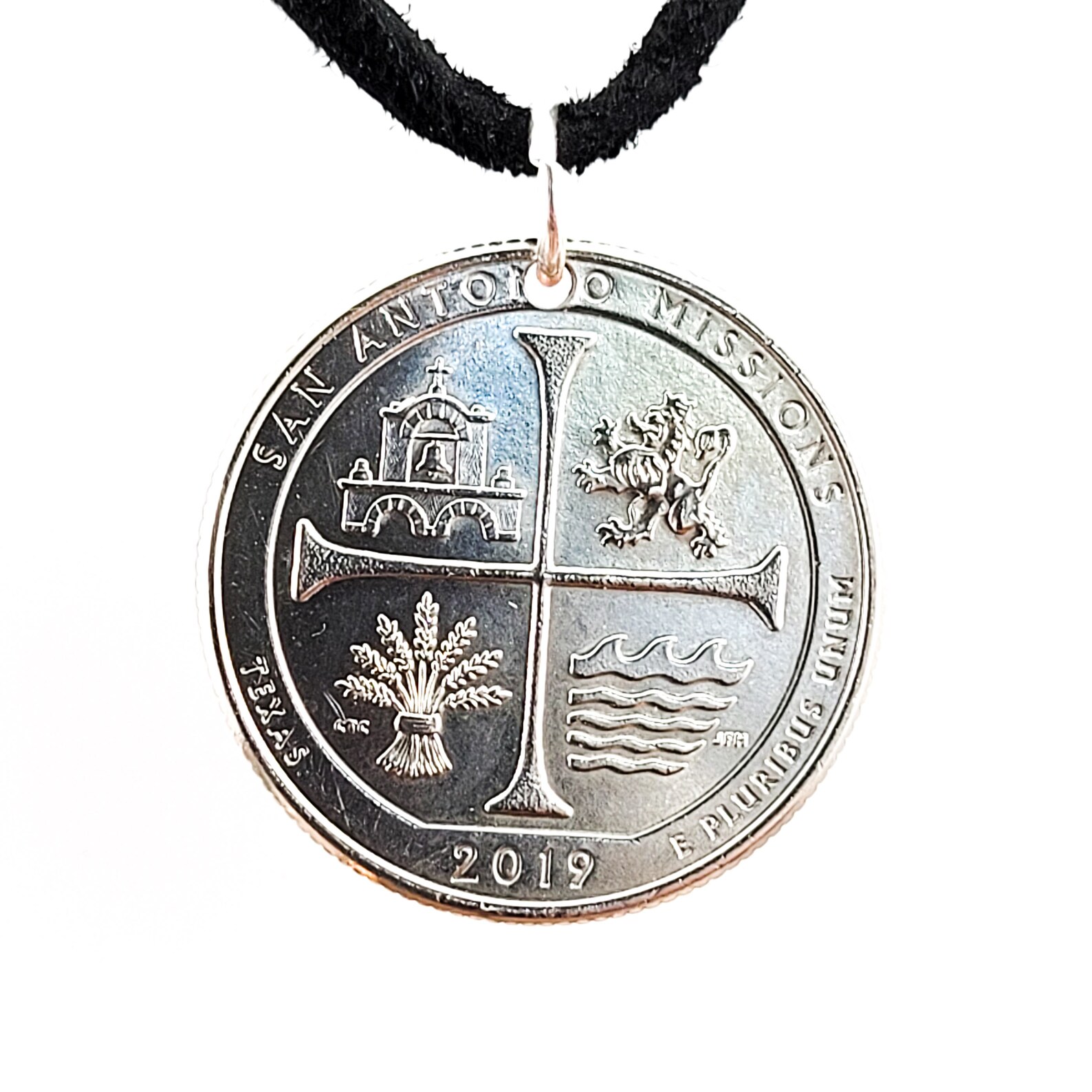 United States Quarter Necklace, Pendant, San Antonio Mission, 25 Cents ...