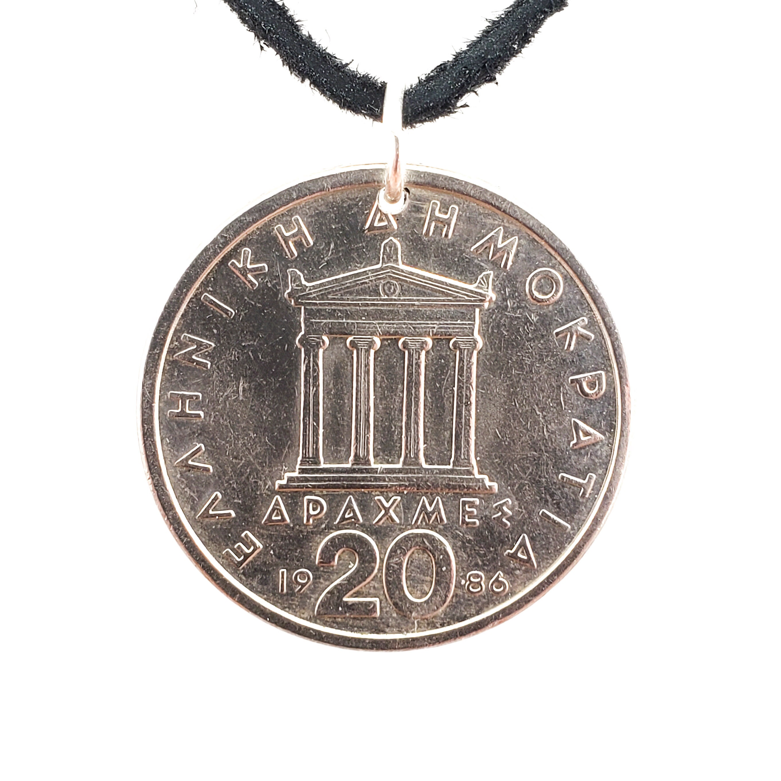 1986 Greek Coin, 20 Drachmes, Coin Pendant, Pericles, Mens Necklace ...