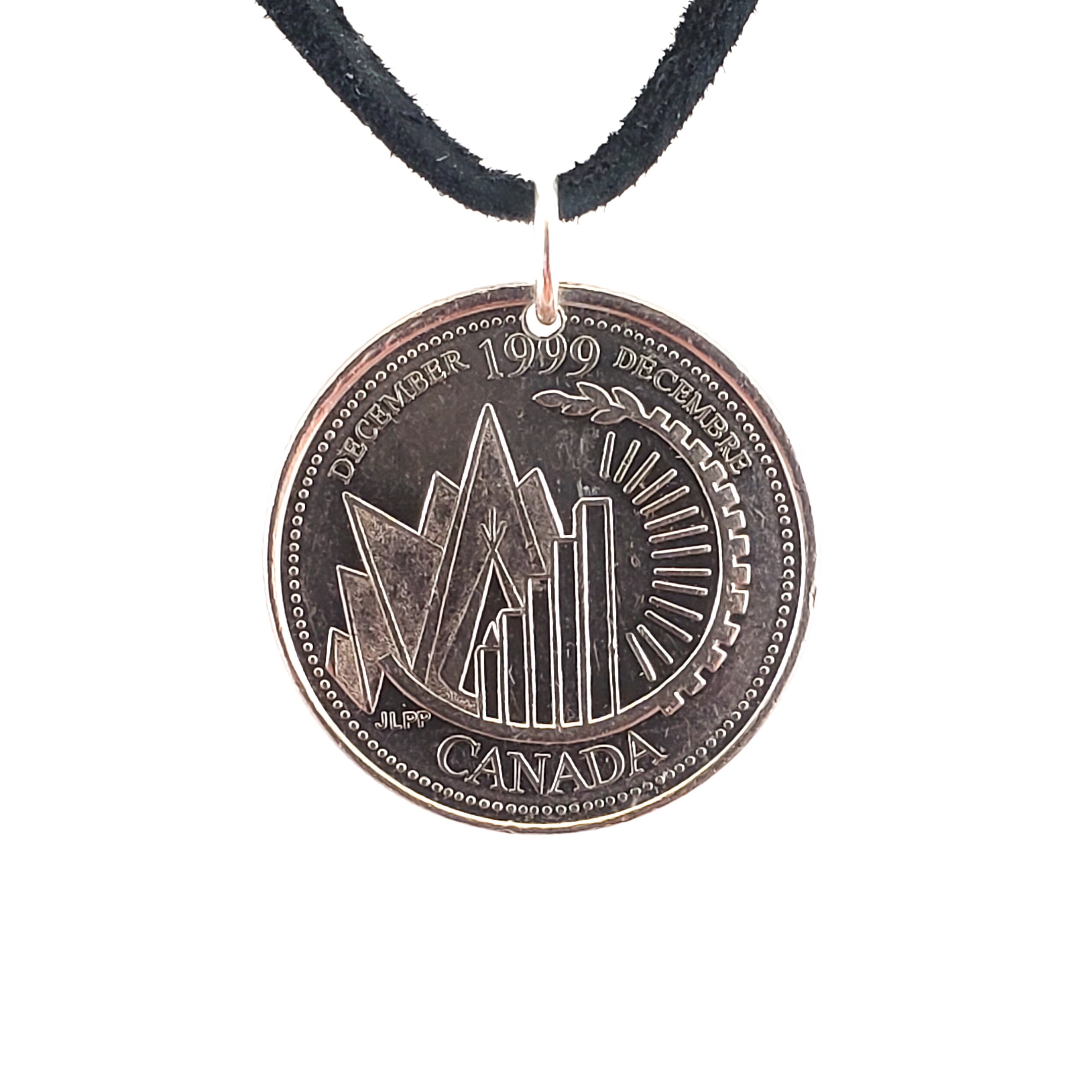 Canadian Coin Necklace 25 Cents Coin Pendant Leather Cord | Etsy