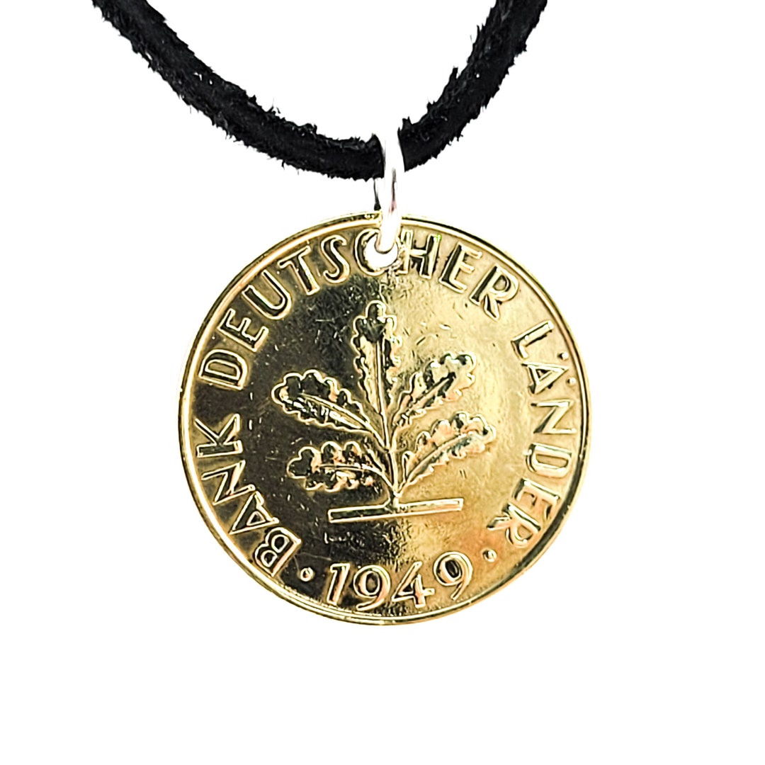 German Coin Necklace, Mens Necklace, Womens Necklace, 10 Pfennig, Coin ...
