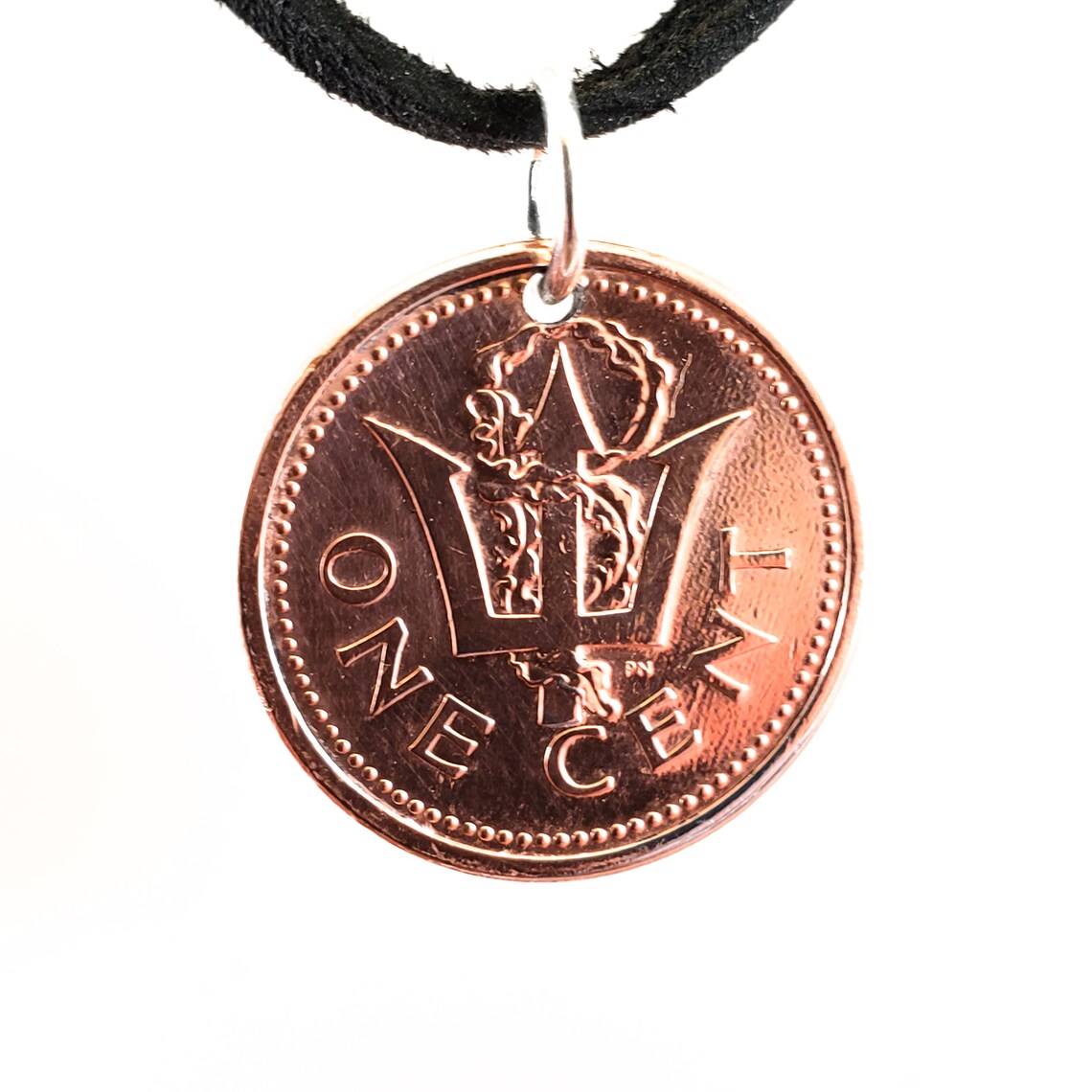 Barbados Coin Necklace 1 Cent Trident Pendant Coin Pendant | Etsy
