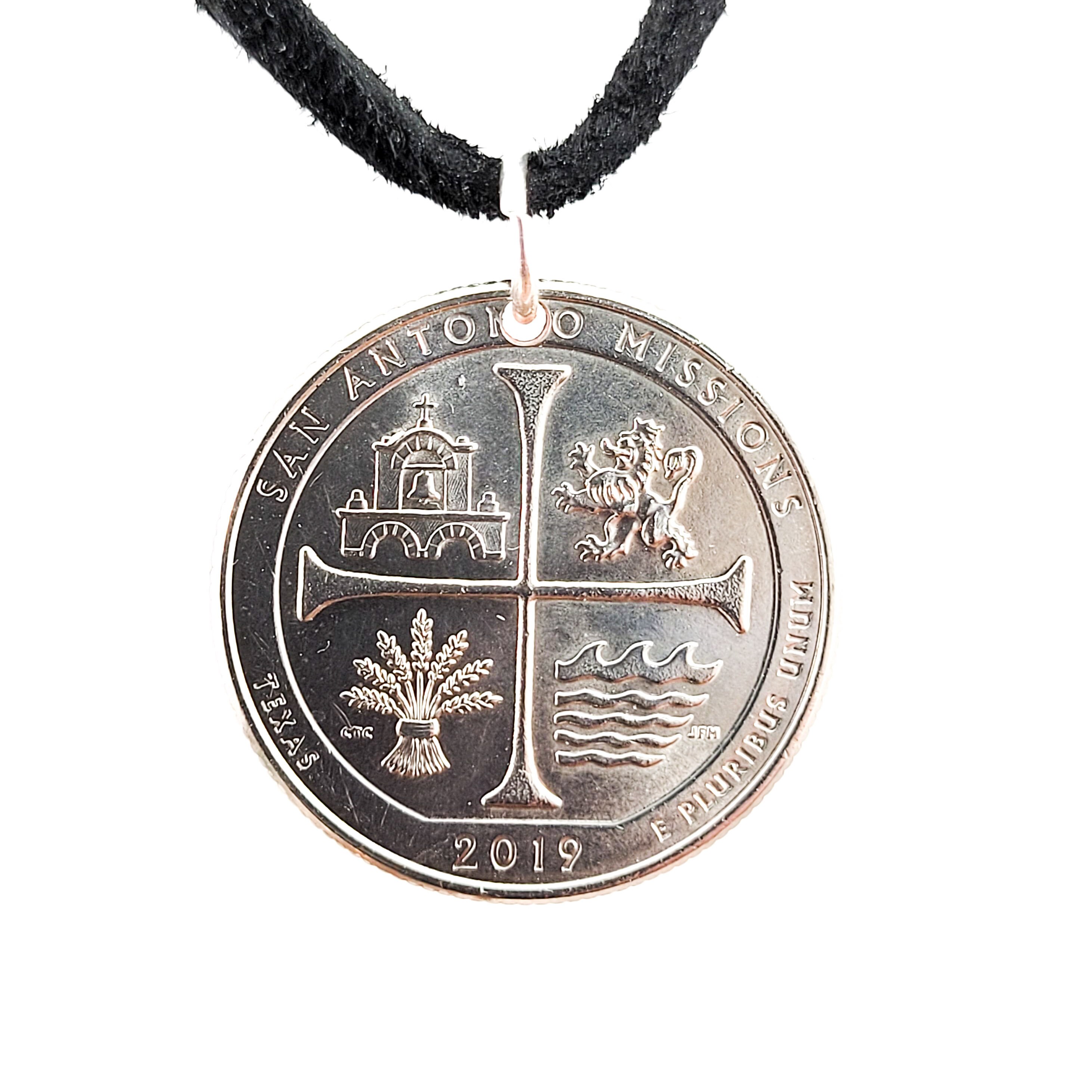 United States Quarter Necklace, Pendant, San Antonio Mission, 25 Cents ...