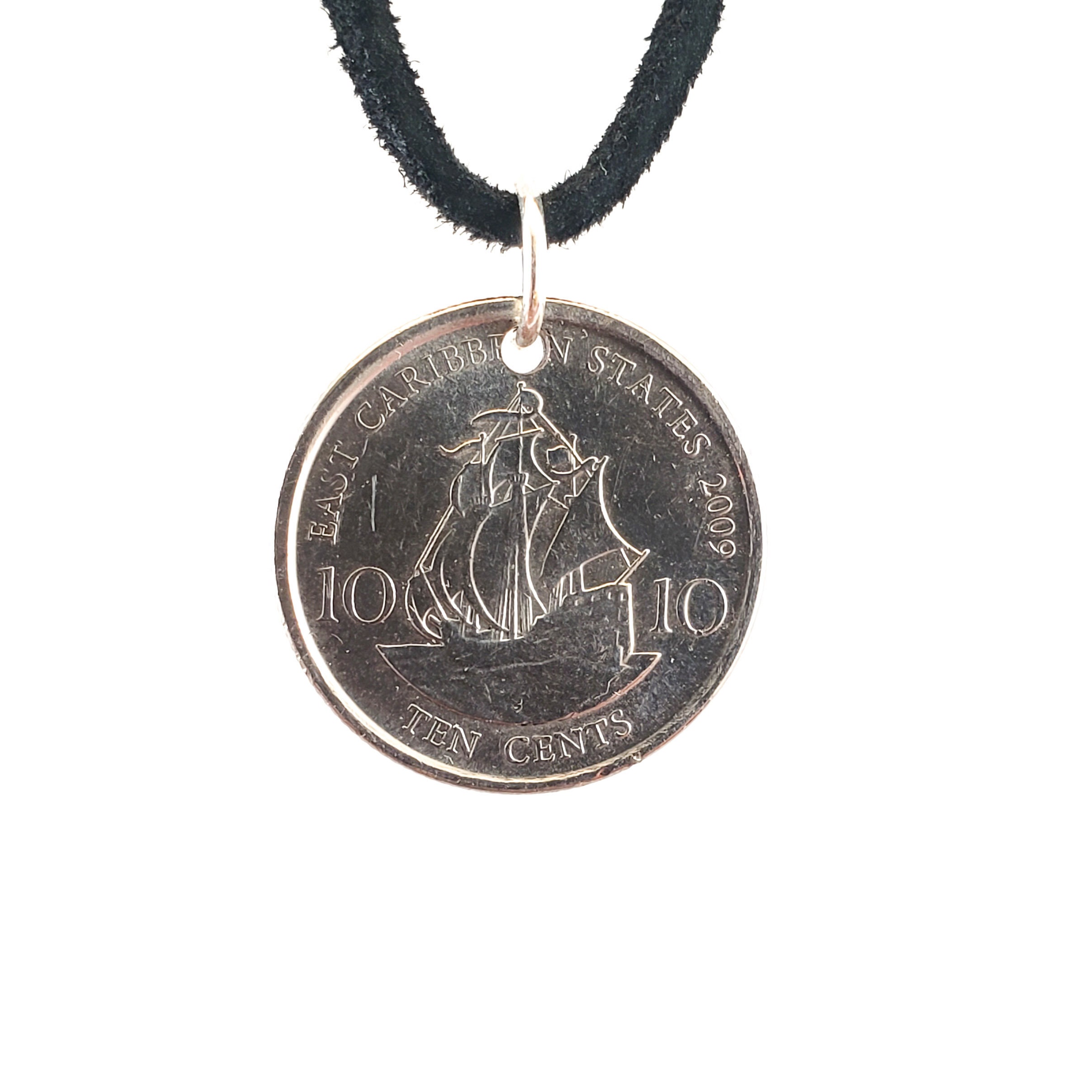 Boat Coin Necklace Caribbean 10 Cents Coin Pendant Leather | Etsy