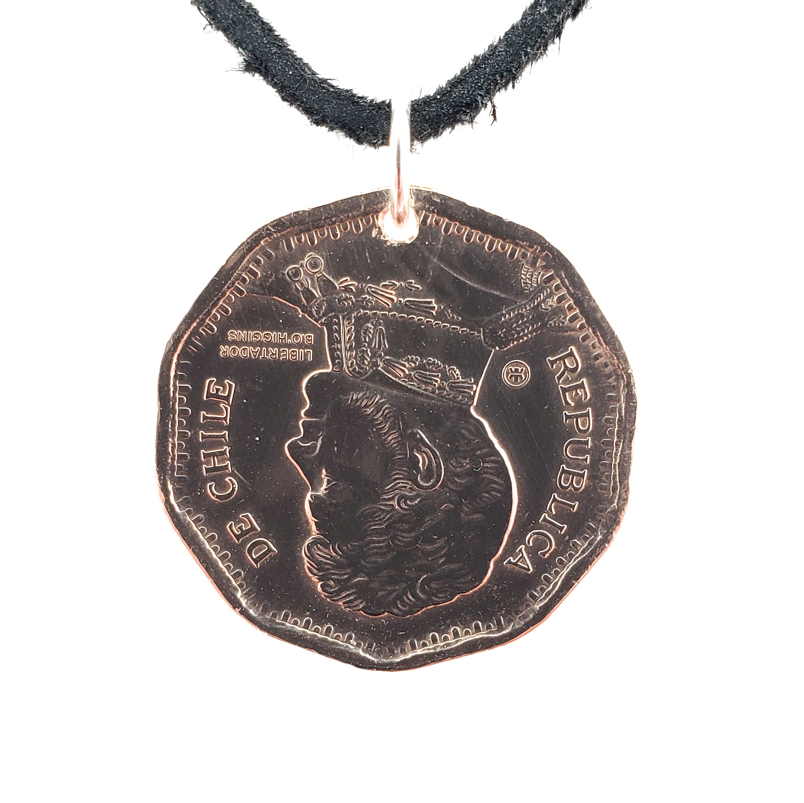 Chile Coin Necklace, 50 Pesos, Coin Pendant, Leather Cord, Men's ...