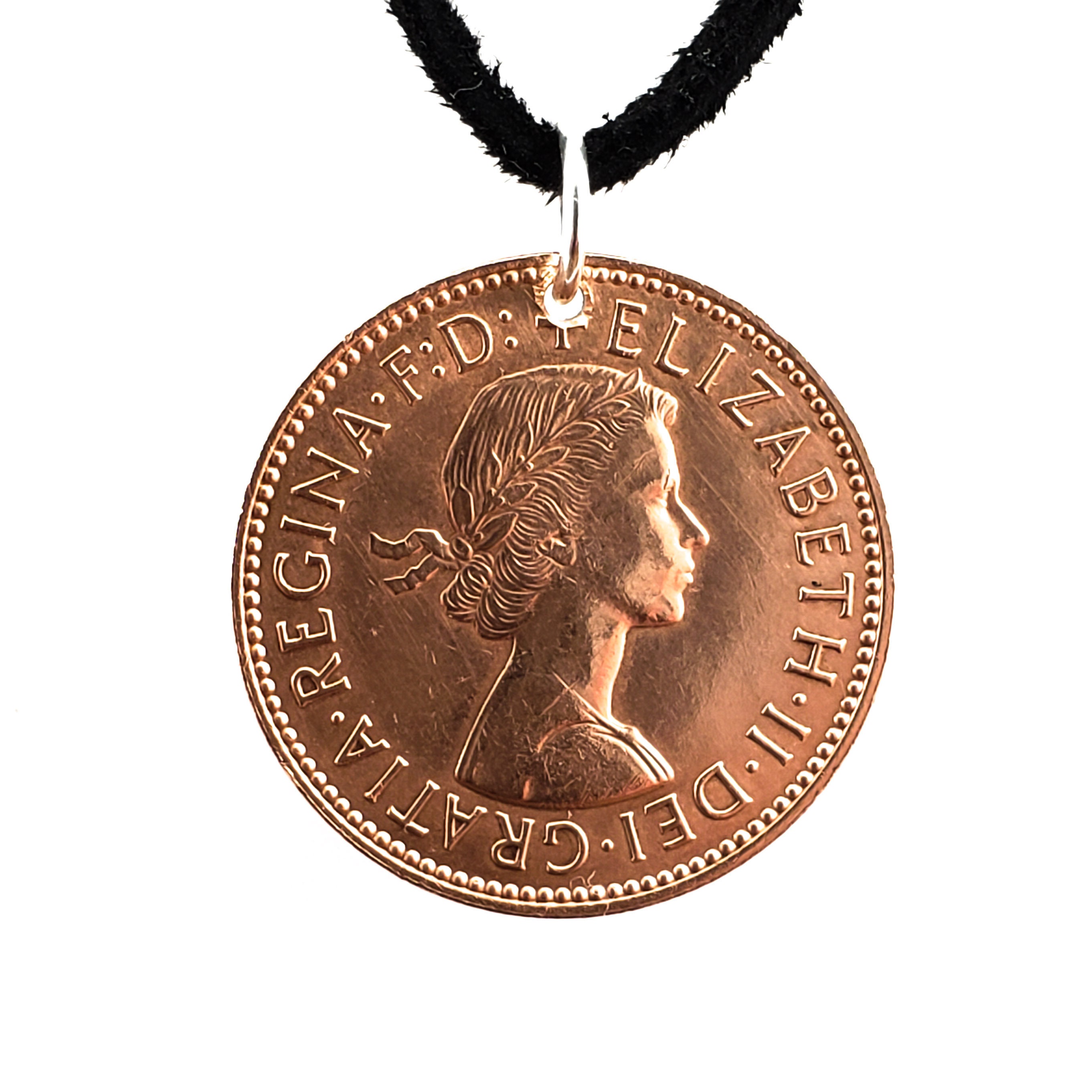 Boat Coin Necklace England 1/2 Penny Coin Pendant Leather | Etsy