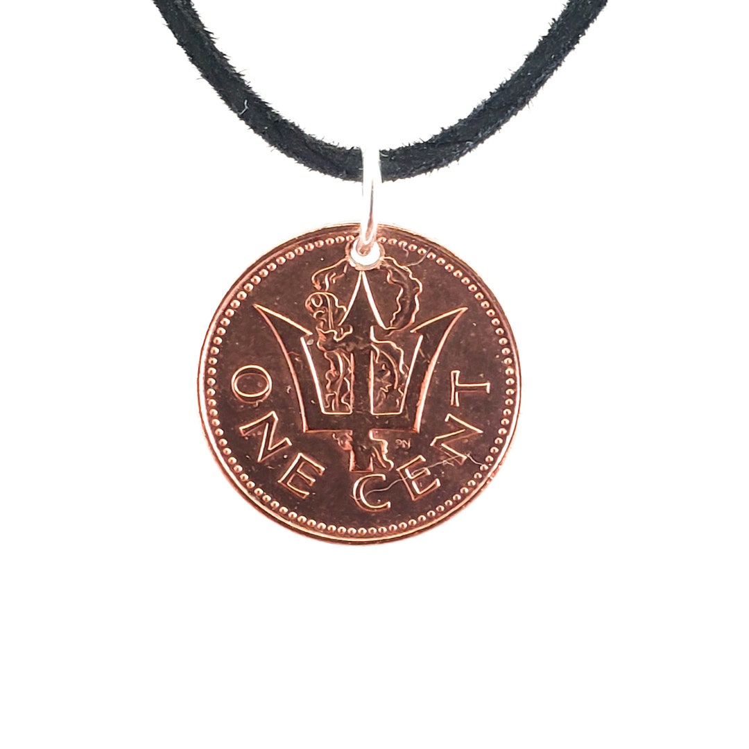 Barbados Coin Necklace 1 Cent Coin Pendant Mens Necklace - Etsy
