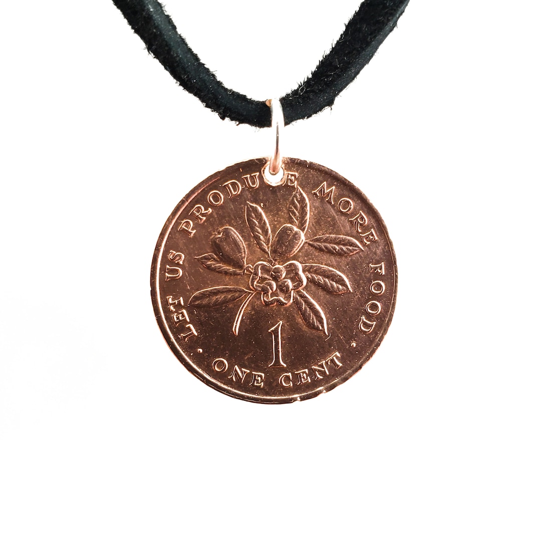 Jamaica Coin Necklace, 1 Cent, Commemorative, Mens Necklace, Womens ...