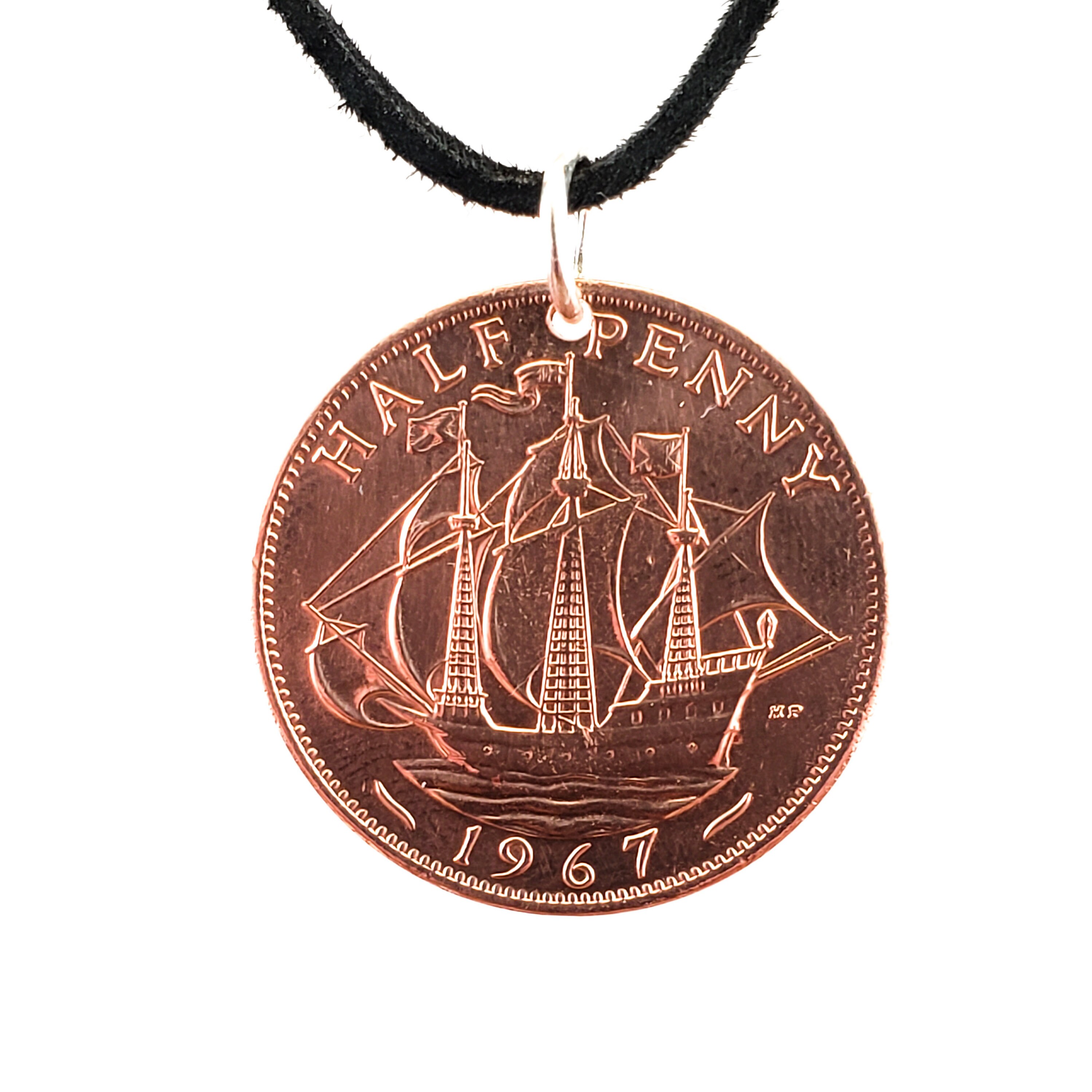 Boat Coin Necklace England Half 1/2 Penny Coin Pendant | Etsy