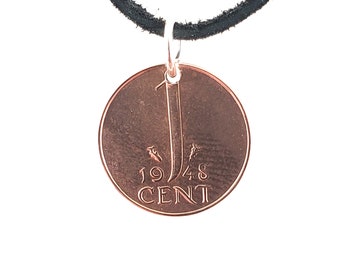 Netherlands Coin Necklace 1 Cent Coin Pendant Leather Cord - Etsy