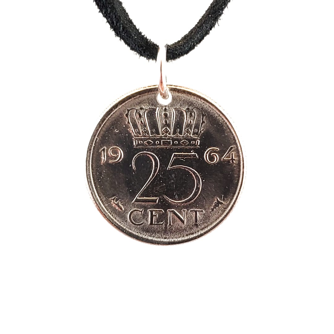 Netherlands Coin Necklace, 25 Cents, Coin Pendant, Mens Necklace ...