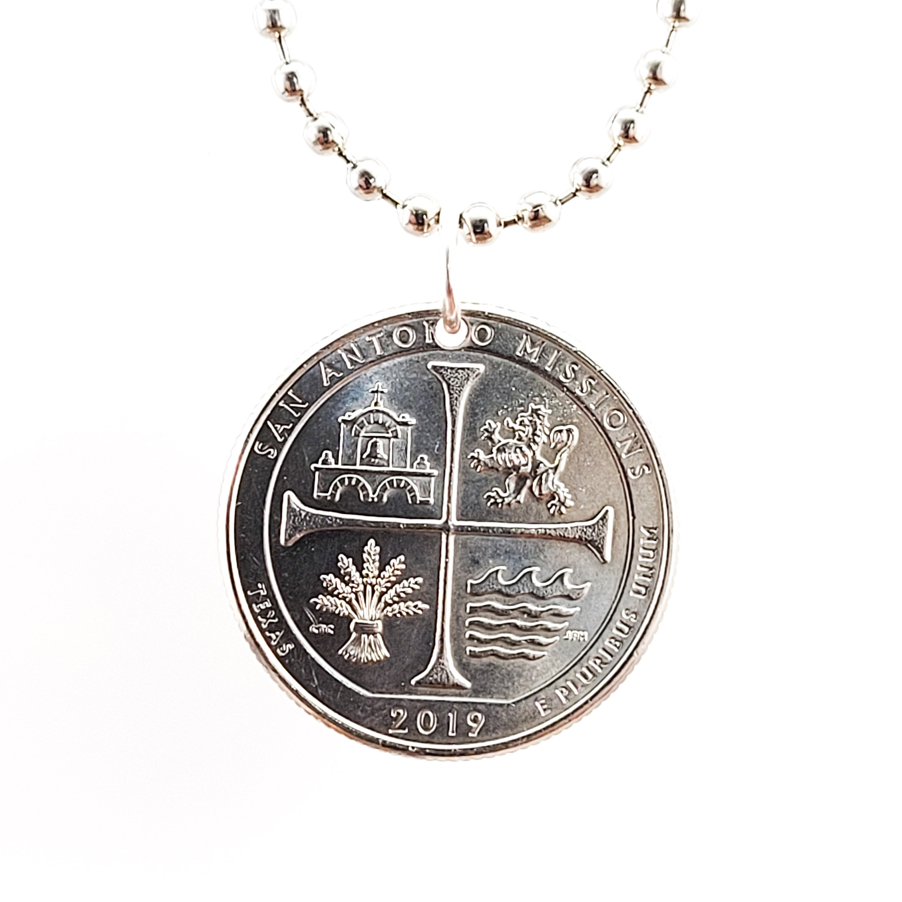 United States Quarter Necklace, Pendant, San Antonio Mission, 25 Cents ...