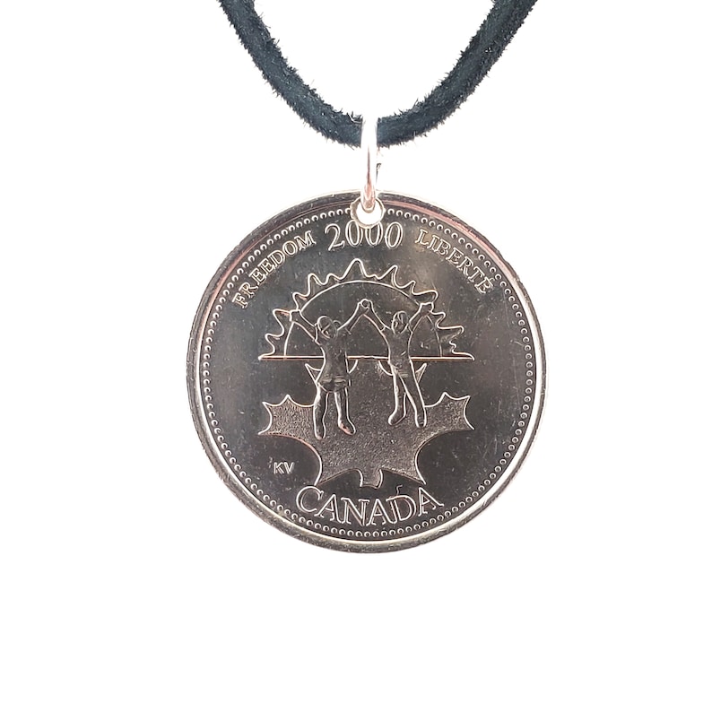Canadian Coin Necklace 25 Cents Coin Pendant Leather Cord | Etsy