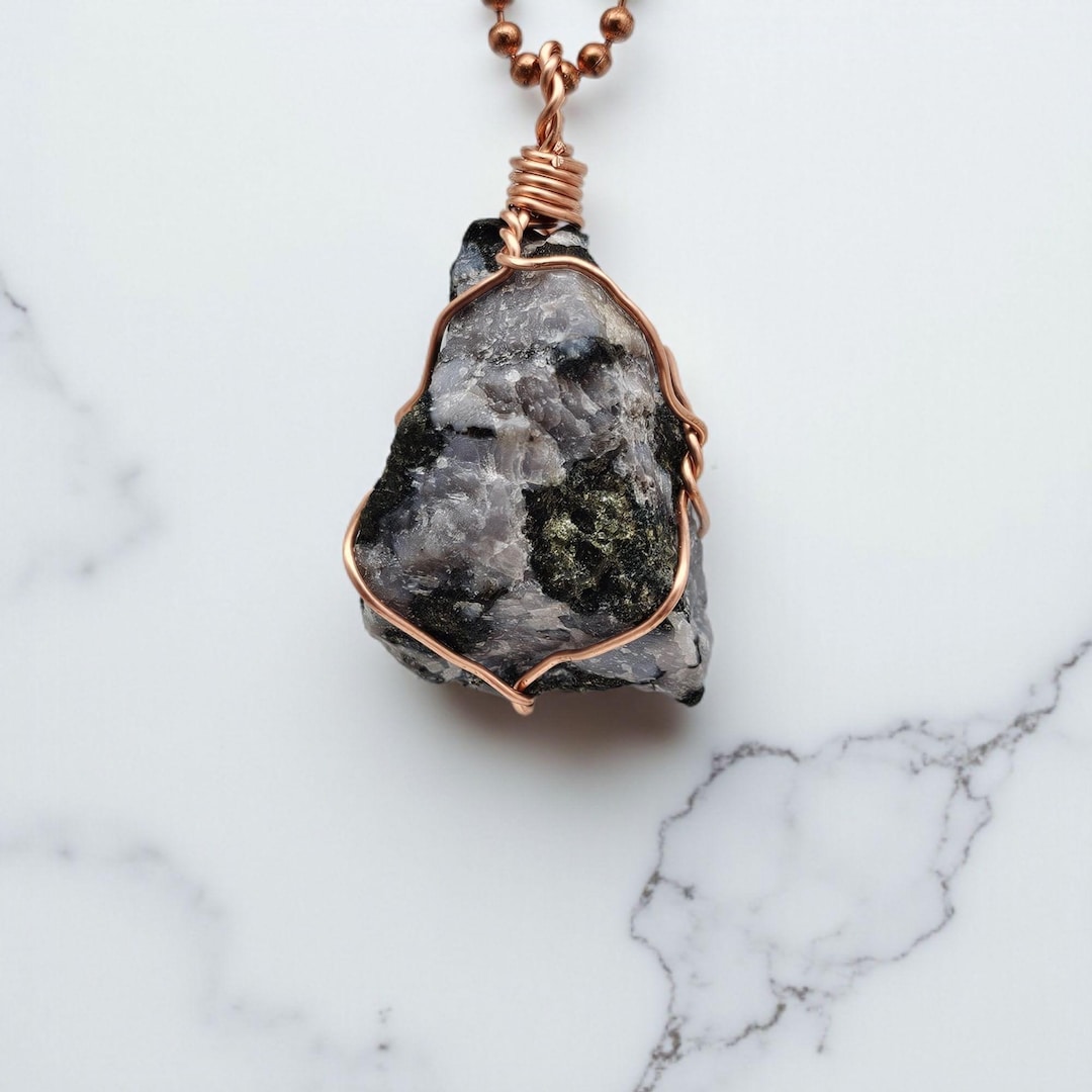 Natural Indigo Gabbro Necklace, Pendant, Wire Wrapped, Mens Necklace ...