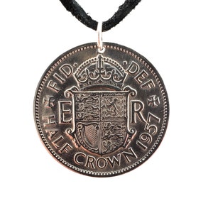 English Coin Necklace, Coin Pendant, Half 1/2 Crown, Mens Necklace ...